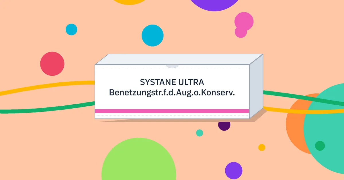 Symbolbild: Packung mit der Aufschrift SYSTANE ULTRA Benetzungstr.f.d.Aug.o.Konserv. (PZN 16045795) – Verfügbarkeit und Bezug in Apotheken in Frankfurt am Main