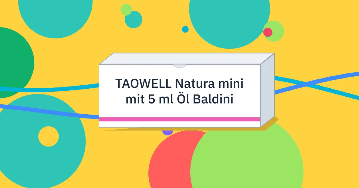 Symbolbild: Packung mit der Aufschrift TAOWELL Natura mini mit 5 ml Öl Baldini (PZN 15581103) – Verfügbarkeit und Bezug in Apotheken in Frankfurt am Main