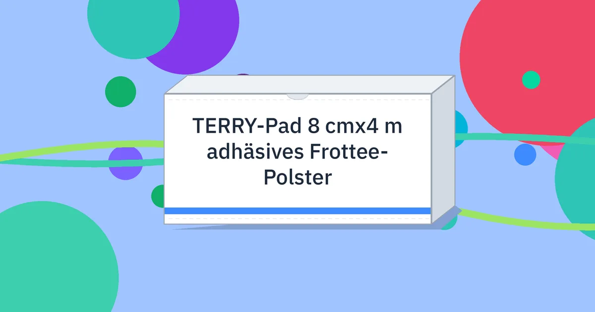 Symbolbild: Packung mit der Aufschrift TERRY-Pad 8 cmx4 m adhäsives Frottee-Polster (PZN 20949031) – Verfügbarkeit und Bezug in Apotheken in Frankfurt am Main