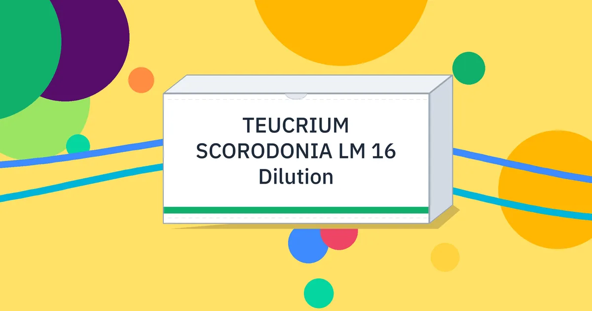 Symbolbild: Packung mit der Aufschrift TEUCRIUM SCORODONIA LM 16 Dilution (PZN 13217623) – Verfügbarkeit und Bezug in Apotheken in Frankfurt am Main