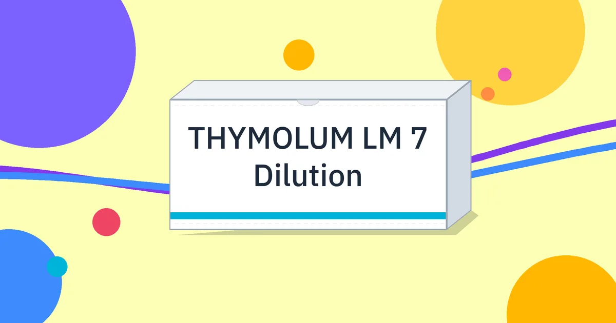 Symbolbild: Packung mit der Aufschrift THYMOLUM LM 7 Dilution (PZN 13222417) – Verfügbarkeit und Bezug in Apotheken in Frankfurt am Main