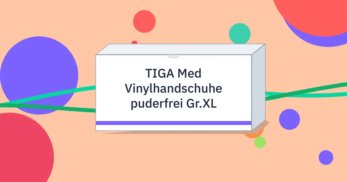 Symbolbild: Packung mit der Aufschrift TIGA Med Vinylhandschuhe puderfrei Gr.XL (PZN 06839583) – Verfügbarkeit und Bezug in Apotheken in Frankfurt am Main