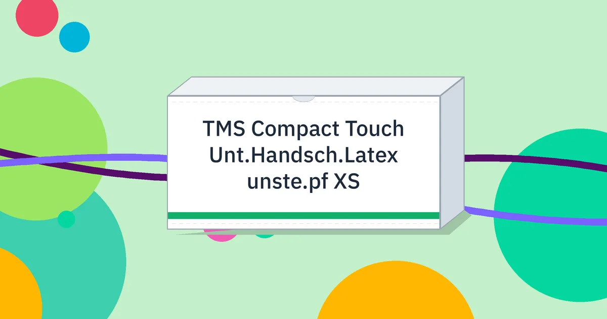 Symbolbild: Packung mit der Aufschrift TMS Compact Touch Unt.Handsch.Latex unste.pf XS (PZN 20650817) – Verfügbarkeit und Bezug in Apotheken in Frankfurt am Main