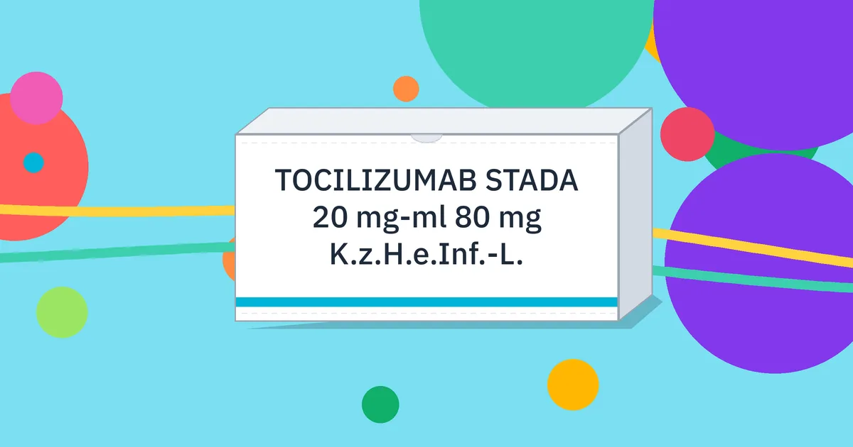 Symbolbild: Packung mit der Aufschrift TOCILIZUMAB STADA 20 mg-ml 80 mg K.z.H.e.Inf.-L. (PZN 20225416) – Verfügbarkeit und Bezug in Apotheken in Frankfurt am Main