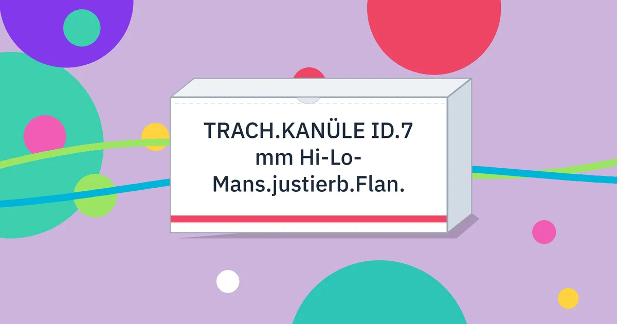 Symbolbild: Packung mit der Aufschrift TRACH.KANÜLE ID.7 mm Hi-Lo-Mans.justierb.Flan. (PZN 03379678) – Verfügbarkeit und Bezug in Apotheken in Frankfurt am Main