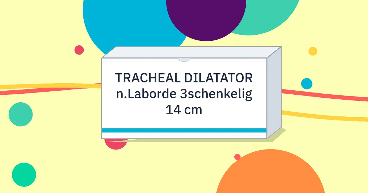 Symbolbild: Packung mit der Aufschrift TRACHEAL DILATATOR n.Laborde 3schenkelig 14 cm (PZN 03337355) – Verfügbarkeit und Bezug in Apotheken in Frankfurt am Main