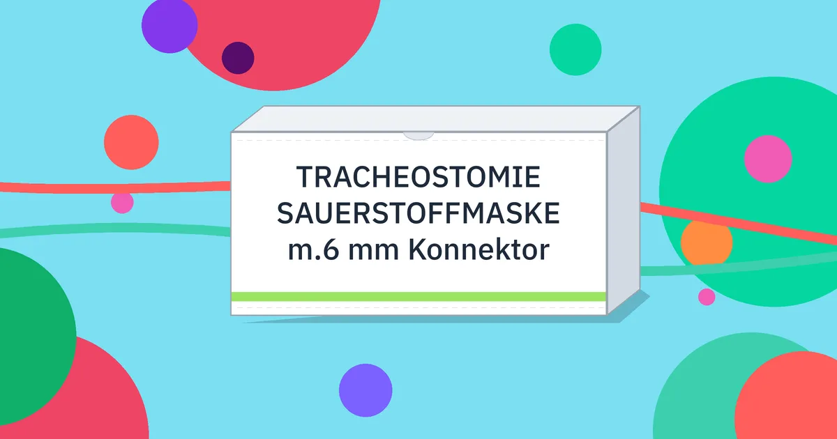 Symbolbild: Packung mit der Aufschrift TRACHEOSTOMIE SAUERSTOFFMASKE m.6 mm Konnektor (PZN 05113654) – Verfügbarkeit und Bezug in Apotheken in Frankfurt am Main
