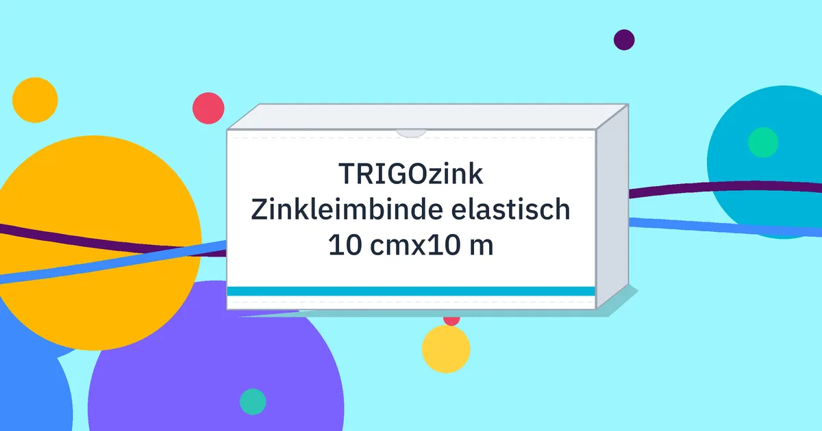 Symbolbild: Packung mit der Aufschrift TRIGOzink Zinkleimbinde elastisch 10 cmx10 m (PZN 20343179) – Verfügbarkeit und Bezug in Apotheken in Frankfurt am Main