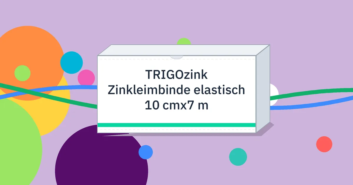 Symbolbild: Packung mit der Aufschrift TRIGOzink Zinkleimbinde elastisch 10 cmx7 m (PZN 20343162) – Verfügbarkeit und Bezug in Apotheken in Frankfurt am Main