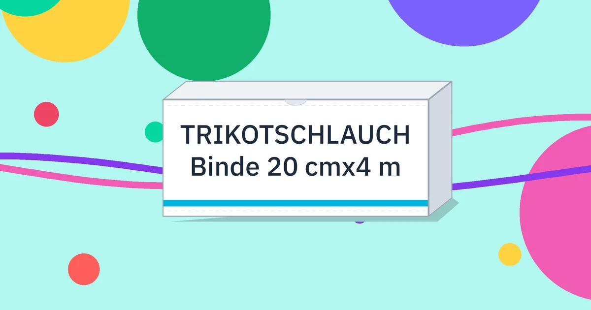 Symbolbild: Packung mit der Aufschrift TRIKOTSCHLAUCH Binde 20 cmx4 m (PZN 01410929) – Verfügbarkeit und Bezug in Apotheken in Frankfurt am Main