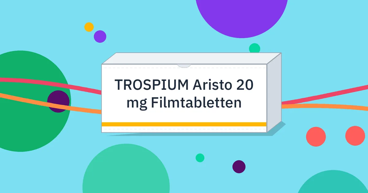 Symbolbild: Packung mit der Aufschrift TROSPIUM Aristo 20 mg Filmtabletten (PZN 10259443) – Verfügbarkeit und Bezug in Apotheken in Frankfurt am Main