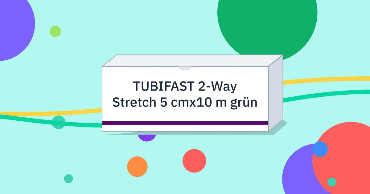 Symbolbild: Packung mit der Aufschrift TUBIFAST 2-Way Stretch 5 cmx10 m grün (PZN 17900854) – Verfügbarkeit und Bezug in Apotheken in Frankfurt am Main