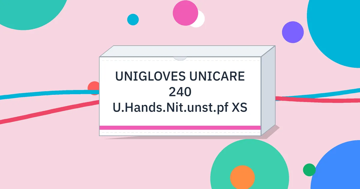 Symbolbild: Packung mit der Aufschrift UNIGLOVES UNICARE 240 U.Hands.Nit.unst.pf XS (PZN 19537553) – Verfügbarkeit und Bezug in Apotheken in Frankfurt am Main