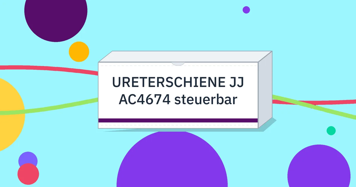 Symbolbild: Packung mit der Aufschrift URETERSCHIENE JJ AC4674 steuerbar (PZN 00153330) – Verfügbarkeit und Bezug in Apotheken in Frankfurt am Main