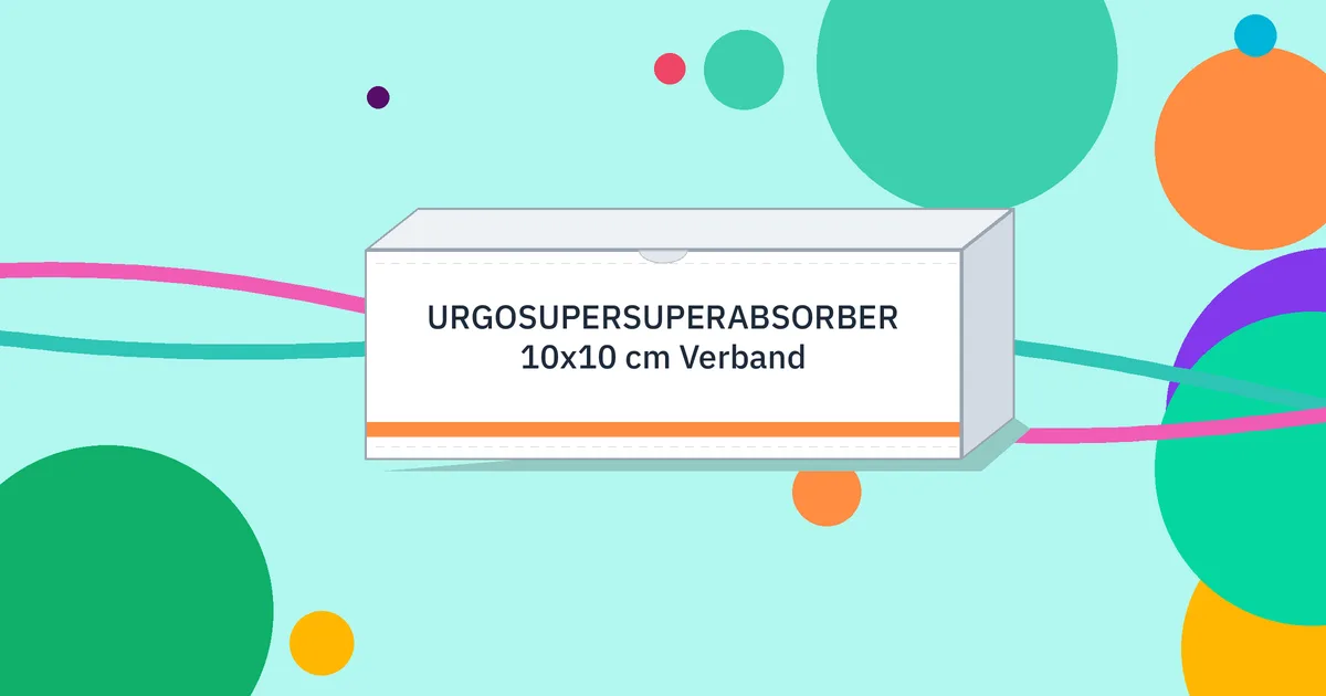 Symbolbild: Packung mit der Aufschrift URGOSUPERSUPERABSORBER 10x10 cm Verband (PZN 10823978) – Verfügbarkeit und Bezug in Apotheken in Frankfurt am Main