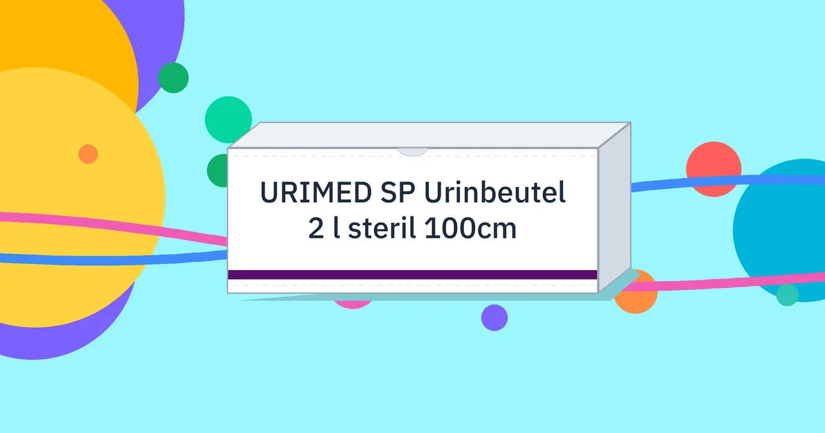 Symbolbild: Packung mit der Aufschrift URIMED SP Urinbeutel 2 l steril 100cm (PZN 16955178) – Verfügbarkeit und Bezug in Apotheken in Frankfurt am Main