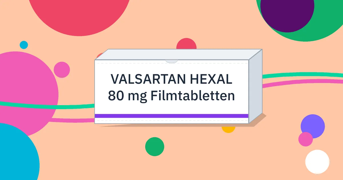 Symbolbild: Packung mit der Aufschrift VALSARTAN HEXAL 80 mg Filmtabletten (PZN 07607030) – Verfügbarkeit und Bezug in Apotheken in Frankfurt am Main