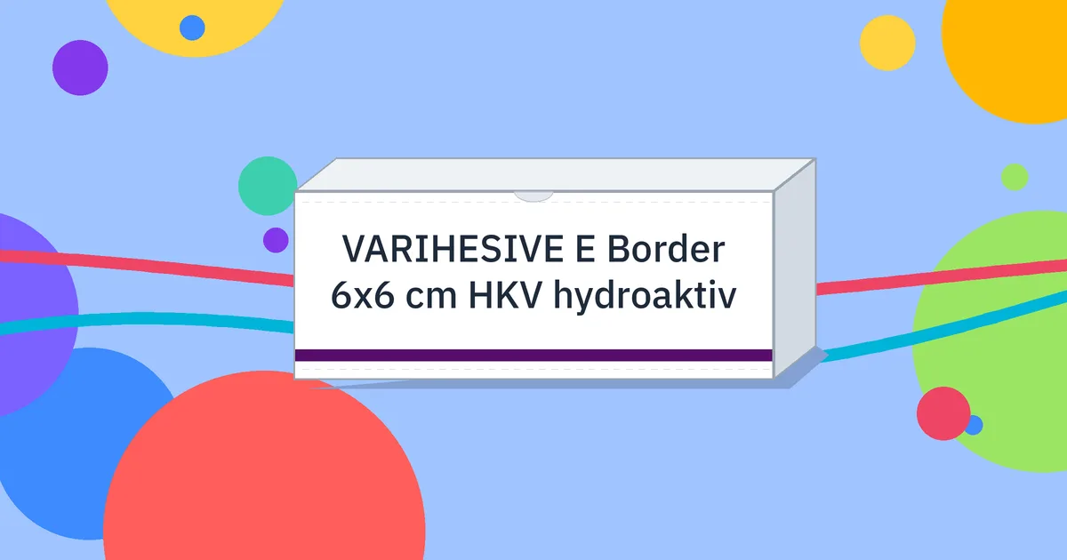 Symbolbild: Packung mit der Aufschrift VARIHESIVE E Border 6x6 cm HKV hydroaktiv (PZN 18123832) – Verfügbarkeit und Bezug in Apotheken in Frankfurt am Main
