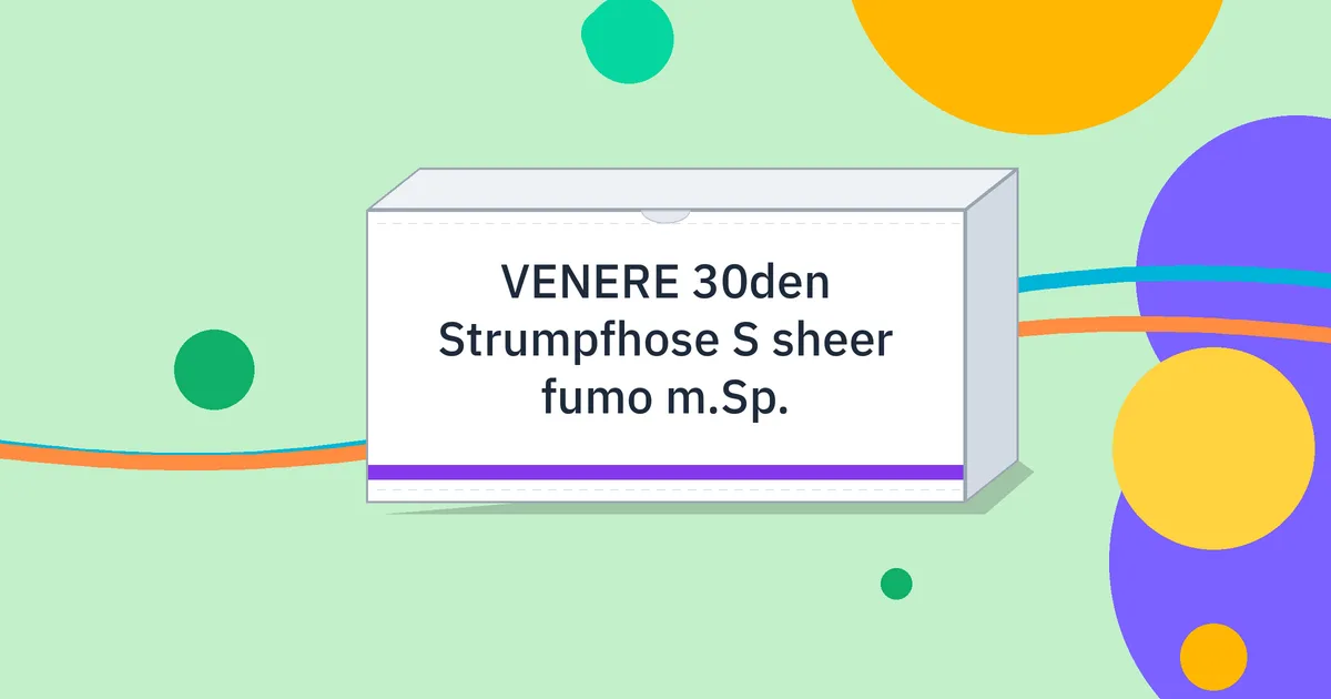Symbolbild: Packung mit der Aufschrift VENERE 30den Strumpfhose S sheer fumo m.Sp. (PZN 16171910) – Verfügbarkeit und Bezug in Apotheken in Frankfurt am Main
