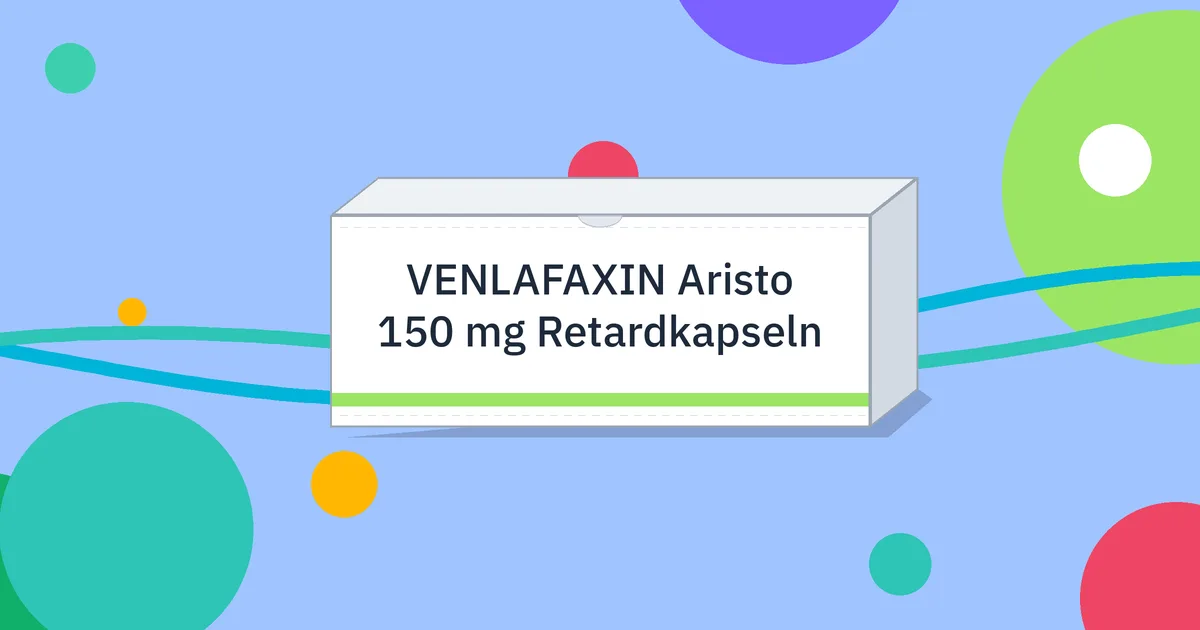 Symbolbild: Packung mit der Aufschrift VENLAFAXIN Aristo 150 mg Retardkapseln (PZN 11584659) – Verfügbarkeit und Bezug in Apotheken in Frankfurt am Main