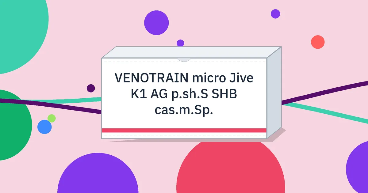 Symbolbild: Packung mit der Aufschrift VENOTRAIN micro Jive K1 AG p.sh.S SHB cas.m.Sp. (PZN 20767092) – Verfügbarkeit und Bezug in Apotheken in Frankfurt am Main