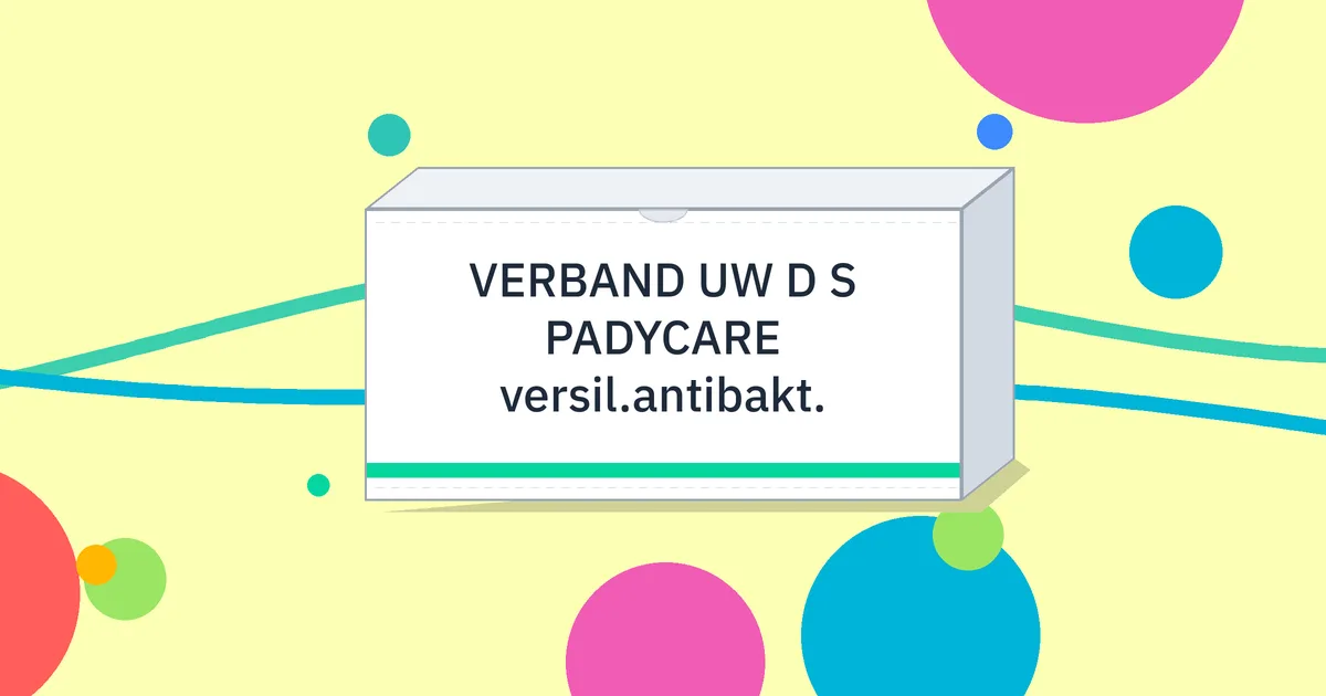 Symbolbild: Packung mit der Aufschrift VERBAND UW D S PADYCARE versil.antibakt. (PZN 10939132) – Verfügbarkeit und Bezug in Apotheken in Frankfurt am Main