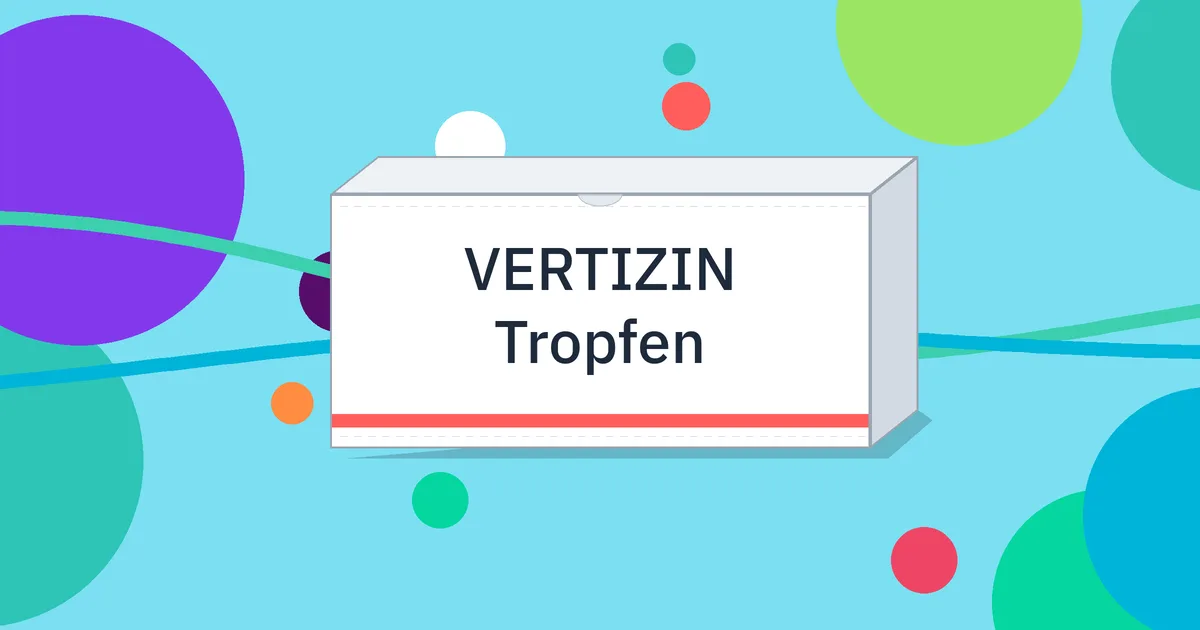 Symbolbild: Packung mit der Aufschrift VERTIZIN Tropfen (PZN 04632576) – Verfügbarkeit und Bezug in Apotheken in Frankfurt am Main