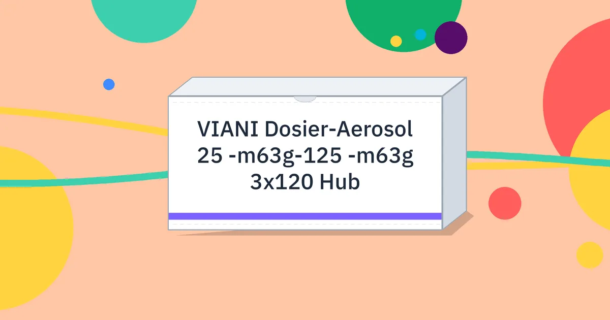 Symbolbild: Packung mit der Aufschrift VIANI Dosier-Aerosol 25 -m63g-125 -m63g 3x120 Hub (PZN 16792026) – Verfügbarkeit und Bezug in Apotheken in Frankfurt am Main