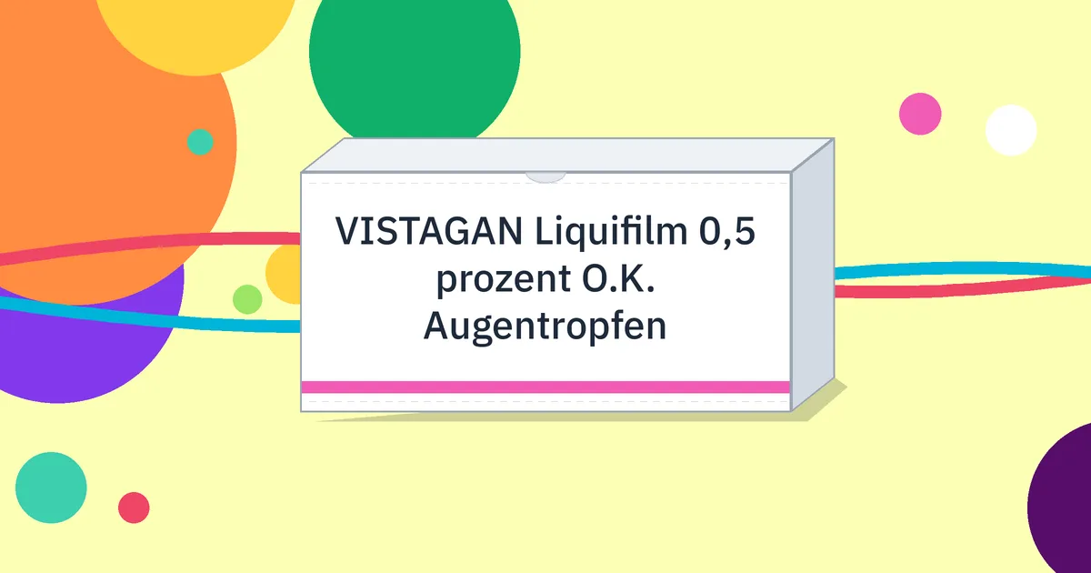 Symbolbild: Packung mit der Aufschrift VISTAGAN Liquifilm 0,5 prozent O.K. Augentropfen (PZN 04939659) – Verfügbarkeit und Bezug in Apotheken in Frankfurt am Main