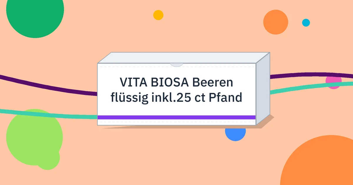 Symbolbild: Packung mit der Aufschrift VITA BIOSA Beeren flüssig inkl.25 ct Pfand (PZN 18227572) – Verfügbarkeit und Bezug in Apotheken in Frankfurt am Main
