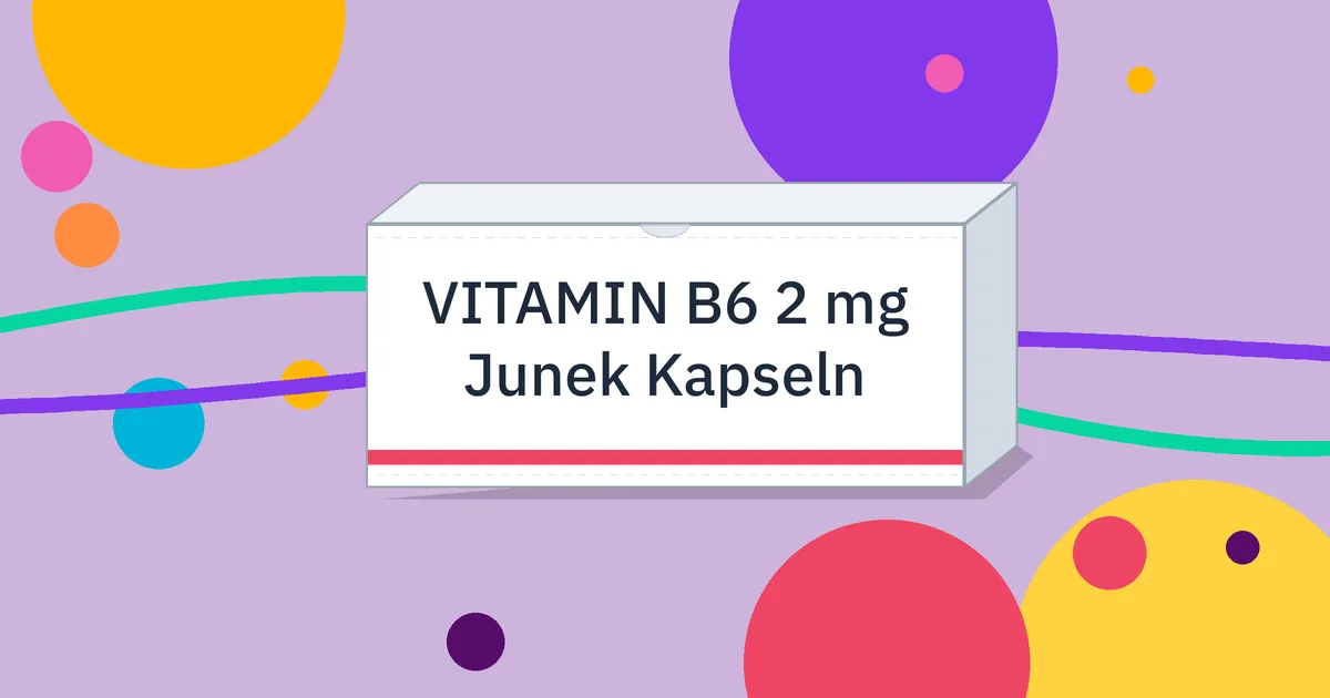 Symbolbild: Packung mit der Aufschrift VITAMIN B6 2 mg Junek Kapseln (PZN 10052825) – Verfügbarkeit und Bezug in Apotheken in Frankfurt am Main