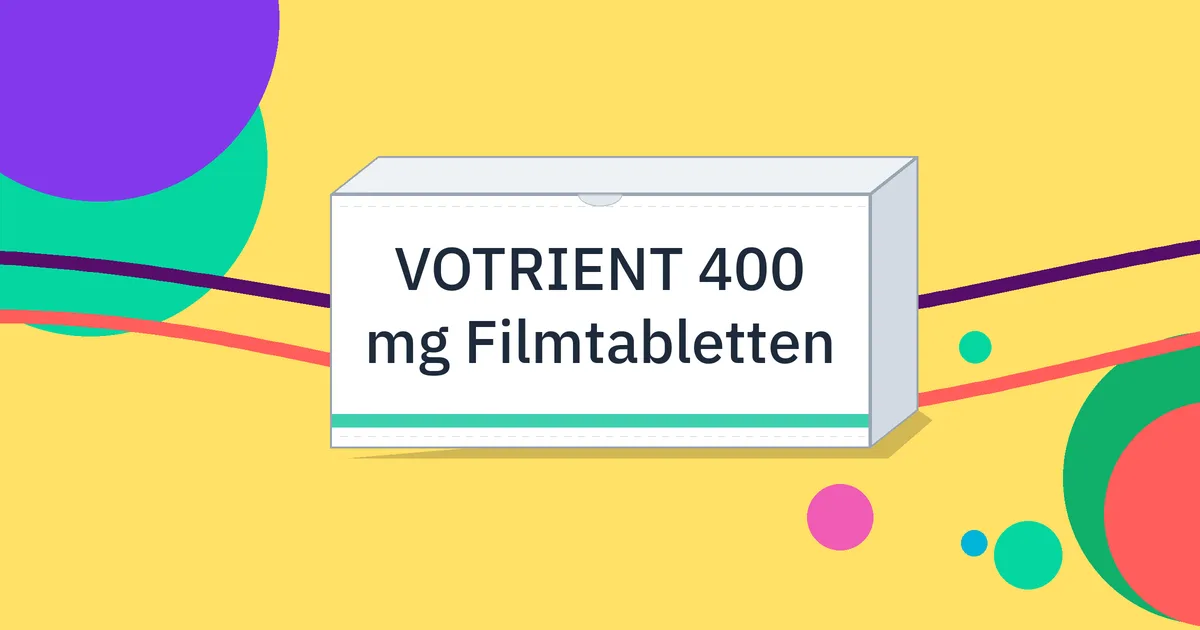 Symbolbild: Packung mit der Aufschrift VOTRIENT 400 mg Filmtabletten (PZN 07574046) – Verfügbarkeit und Bezug in Apotheken in Frankfurt am Main