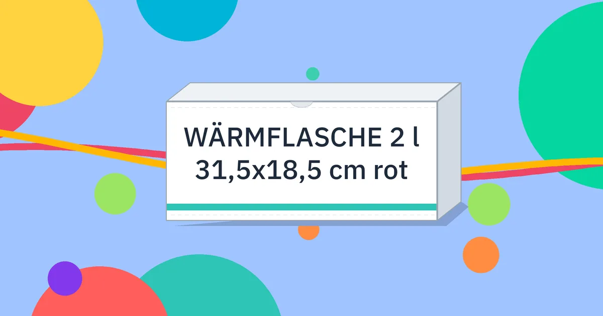 Symbolbild: Packung mit der Aufschrift WÄRMFLASCHE 2 l 31,5x18,5 cm rot (PZN 16244804) – Verfügbarkeit und Bezug in Apotheken in Frankfurt am Main