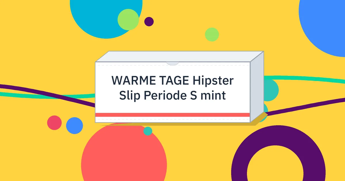 Symbolbild: Packung mit der Aufschrift WARME TAGE Hipster Slip Periode S mint (PZN 16128943) – Verfügbarkeit und Bezug in Apotheken in Frankfurt am Main
