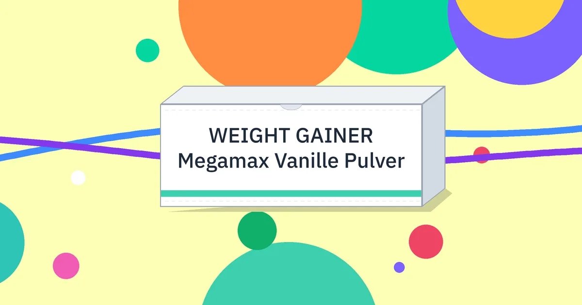 Symbolbild: Packung mit der Aufschrift WEIGHT GAINER Megamax Vanille Pulver (PZN 07345914) – Verfügbarkeit und Bezug in Apotheken in Frankfurt am Main