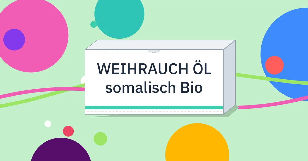 Symbolbild: Packung mit der Aufschrift WEIHRAUCH ÖL somalisch Bio (PZN 11283030) – Verfügbarkeit und Bezug in Apotheken in Frankfurt am Main