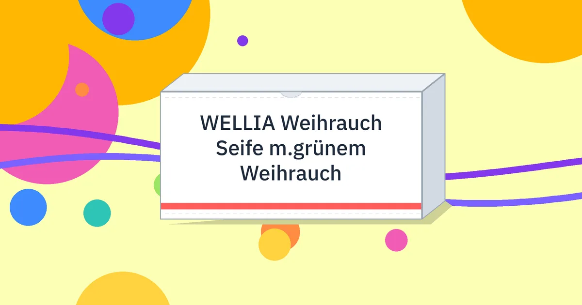 Symbolbild: Packung mit der Aufschrift WELLIA Weihrauch Seife m.grünem Weihrauch (PZN 19146806) – Verfügbarkeit und Bezug in Apotheken in Frankfurt am Main