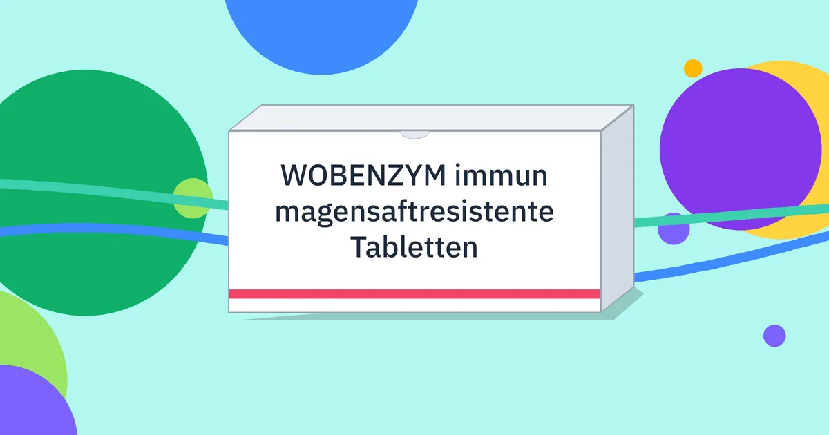 Symbolbild: Packung mit der Aufschrift WOBENZYM immun magensaftresistente Tabletten (PZN 07368648) – Verfügbarkeit und Bezug in Apotheken in Frankfurt am Main
