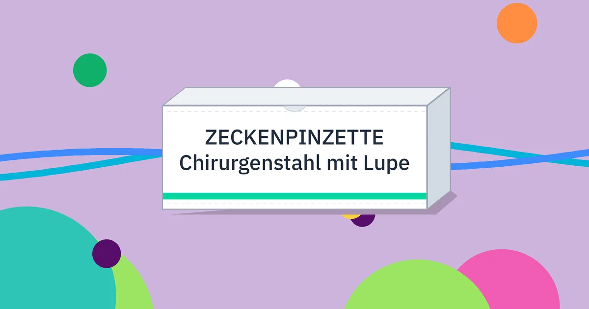 Symbolbild: Packung mit der Aufschrift ZECKENPINZETTE Chirurgenstahl mit Lupe (PZN 01317319) – Verfügbarkeit und Bezug in Apotheken in Frankfurt am Main