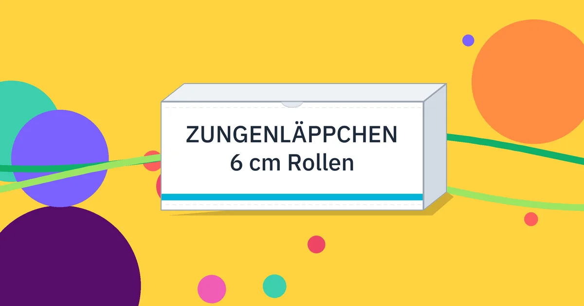 Symbolbild: Packung mit der Aufschrift ZUNGENLÄPPCHEN 6 cm Rollen (PZN 09314964) – Verfügbarkeit und Bezug in Apotheken in Frankfurt am Main