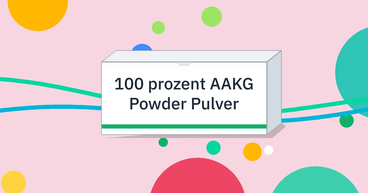 Symbolbild: Packung mit der Aufschrift 100 prozent AAKG Powder Pulver (PZN 11279353) – Verfügbarkeit und Bezug in Apotheken in Frankfurt am Main