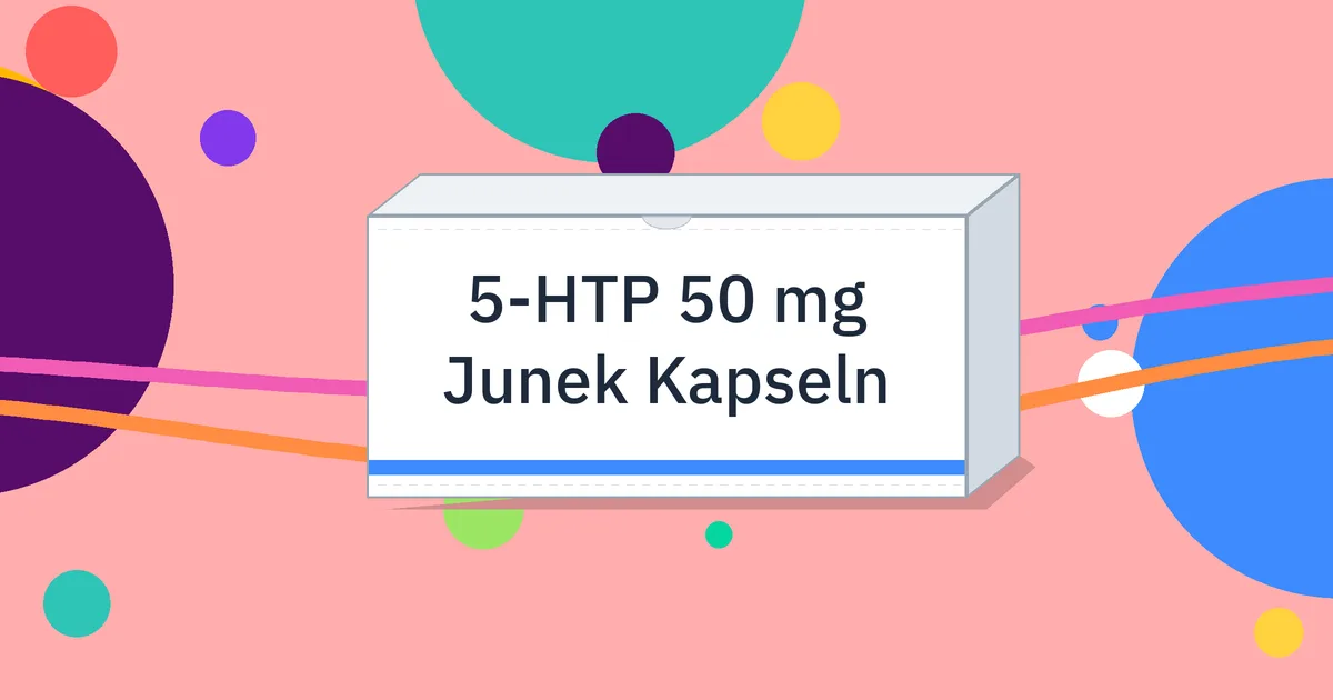 Symbolbild: Packung mit der Aufschrift 5-HTP 50 mg Junek Kapseln (PZN 10337539) – Verfügbarkeit und Bezug in Apotheken in Frankfurt am Main