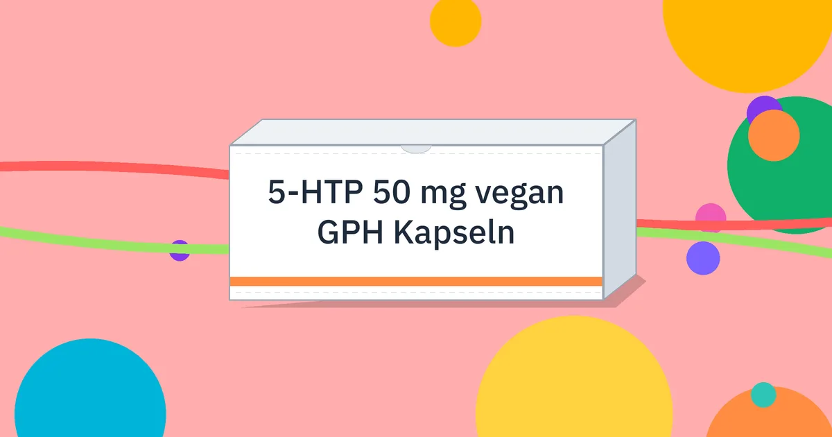 Symbolbild: Packung mit der Aufschrift 5-HTP 50 mg vegan GPH Kapseln (PZN 16362076) – Verfügbarkeit und Bezug in Apotheken in Frankfurt am Main