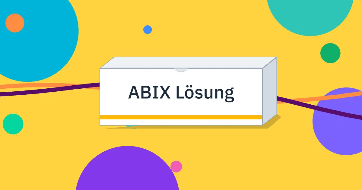 Symbolbild: Packung mit der Aufschrift ABIX Lösung (PZN 04954630) – Verfügbarkeit und Bezug in Apotheken in Frankfurt am Main