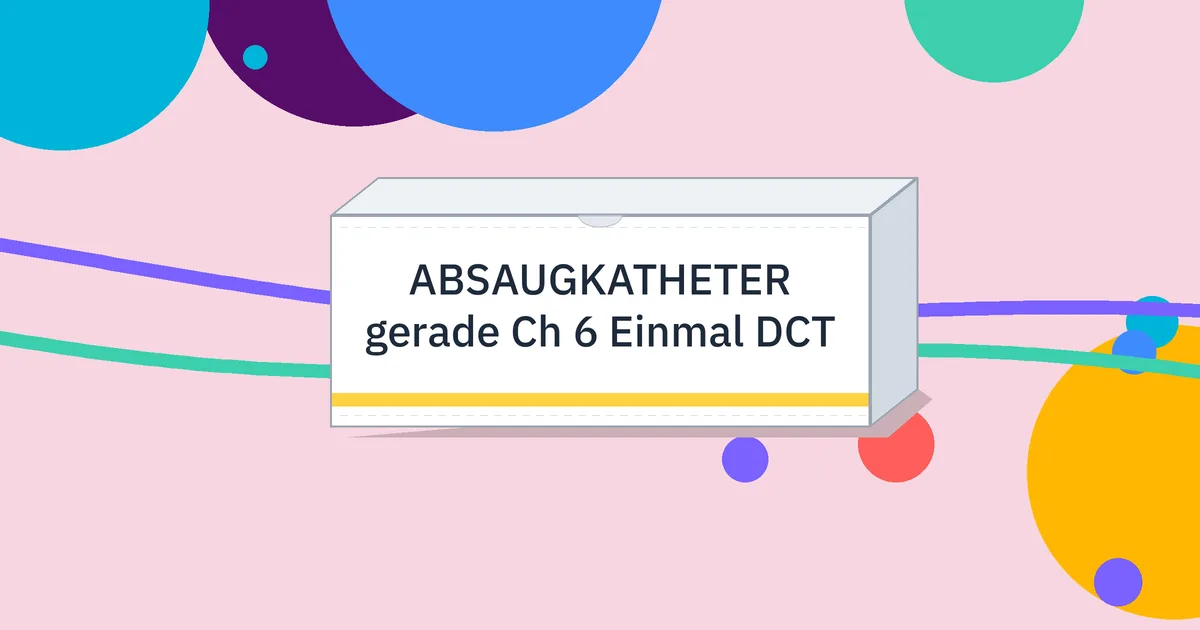 Symbolbild: Packung mit der Aufschrift ABSAUGKATHETER gerade Ch 6 Einmal DCT (PZN 02847580) – Verfügbarkeit und Bezug in Apotheken in Frankfurt am Main