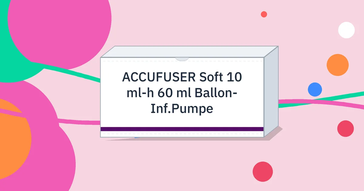 Symbolbild: Packung mit der Aufschrift ACCUFUSER Soft 10 ml-h 60 ml Ballon-Inf.Pumpe (PZN 19901013) – Verfügbarkeit und Bezug in Apotheken in Frankfurt am Main