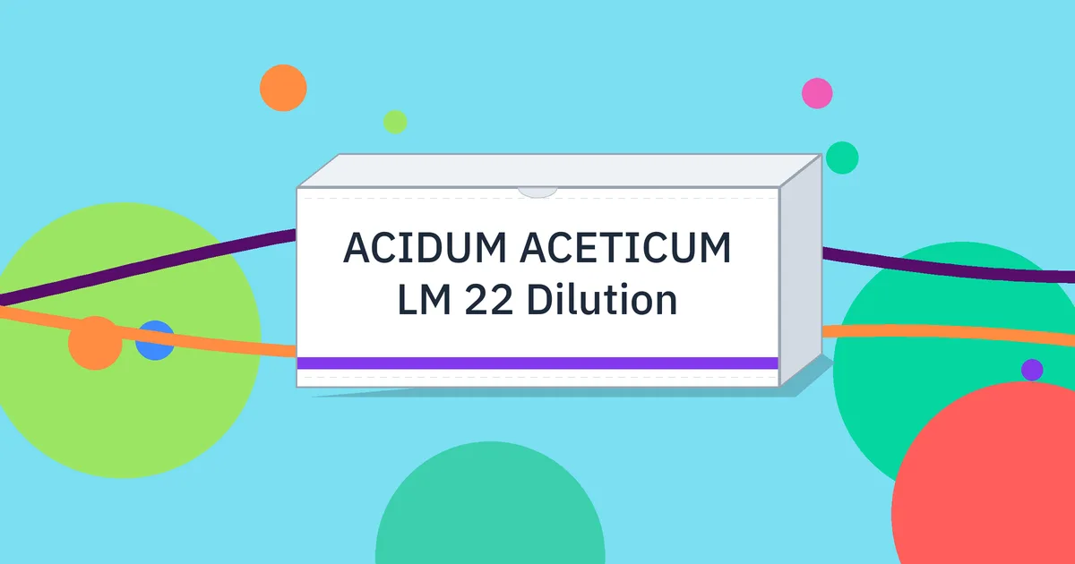 Symbolbild: Packung mit der Aufschrift ACIDUM ACETICUM LM 22 Dilution (PZN 13267213) – Verfügbarkeit und Bezug in Apotheken in Frankfurt am Main