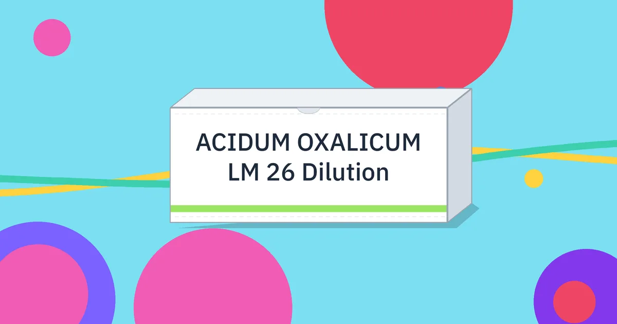 Symbolbild: Packung mit der Aufschrift ACIDUM OXALICUM LM 26 Dilution (PZN 13281348) – Verfügbarkeit und Bezug in Apotheken in Frankfurt am Main