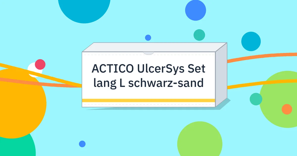 Symbolbild: Packung mit der Aufschrift ACTICO UlcerSys Set lang L schwarz-sand (PZN 12544610) – Verfügbarkeit und Bezug in Apotheken in Frankfurt am Main