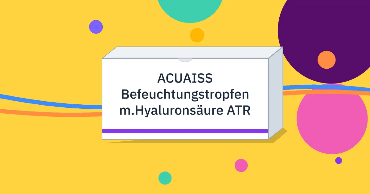 Symbolbild: Packung mit der Aufschrift ACUAISS Befeuchtungstropfen m.Hyaluronsäure ATR (PZN 15566658) – Verfügbarkeit und Bezug in Apotheken in Frankfurt am Main